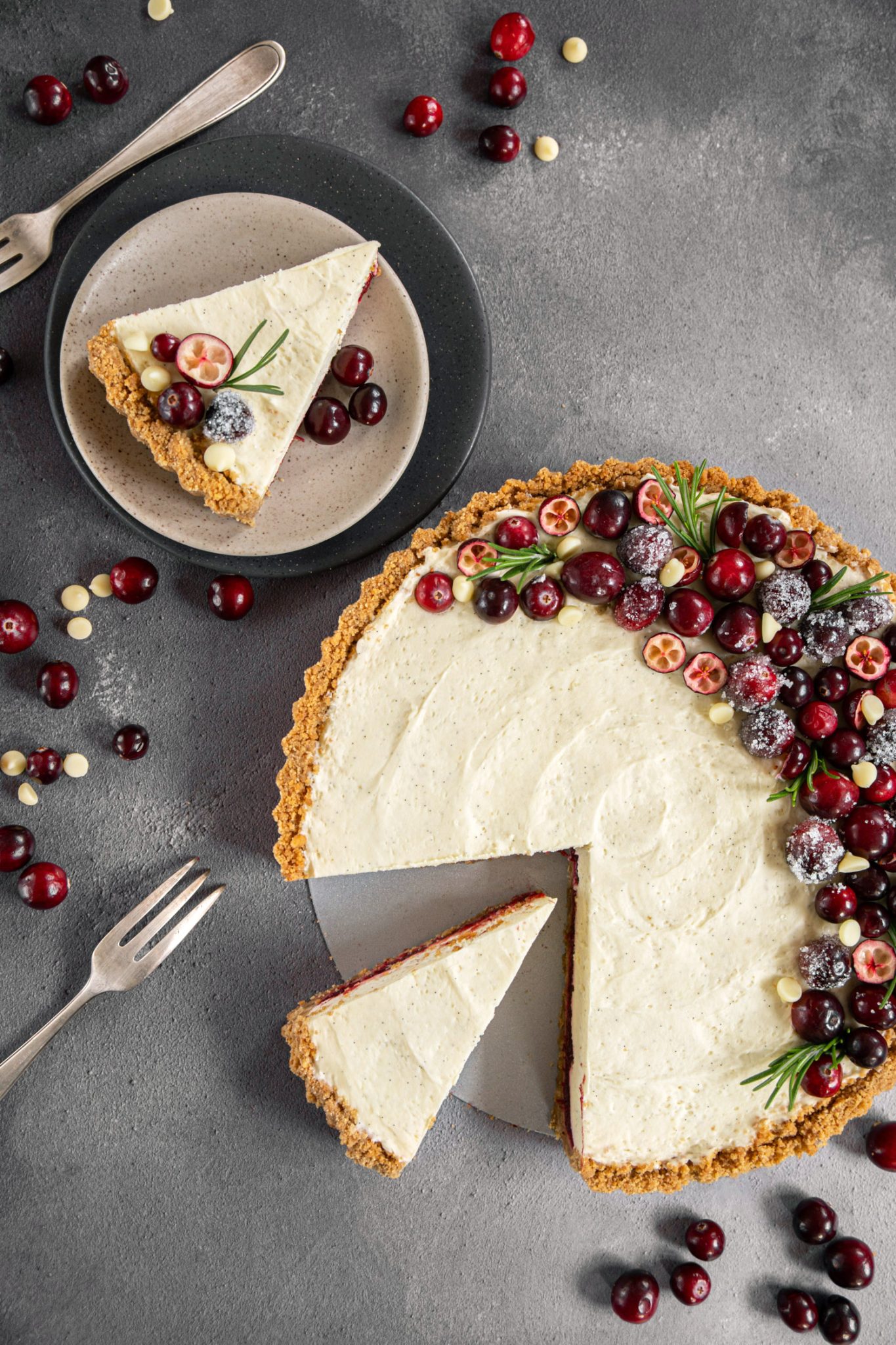 White Chocolate Cranberry Tart (No-Bake) - Cakesperiments